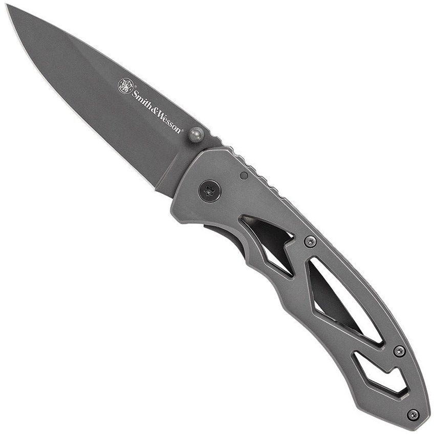 Smith & Wesson Skeletonized Plain Edge Folding Blade Knife - Gray ...