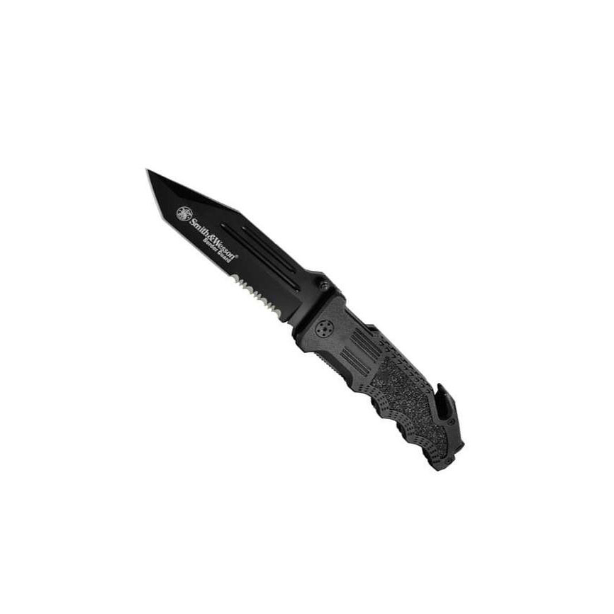 Smith & Wesson Border Guard 4 Black Coated Serrated Folding Knife