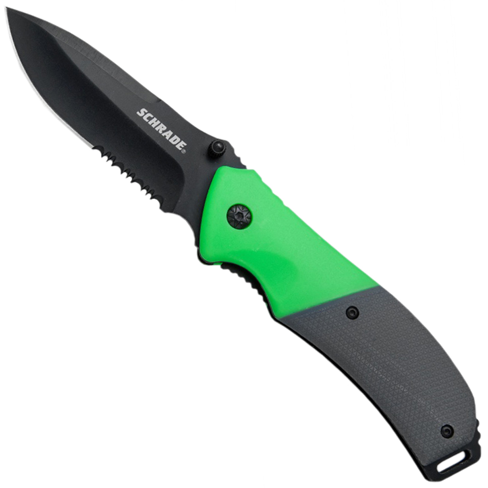 Schrade 3 Piece Plain & Serrated Outdoor Fixed Blade/Folder/Axe Set ...