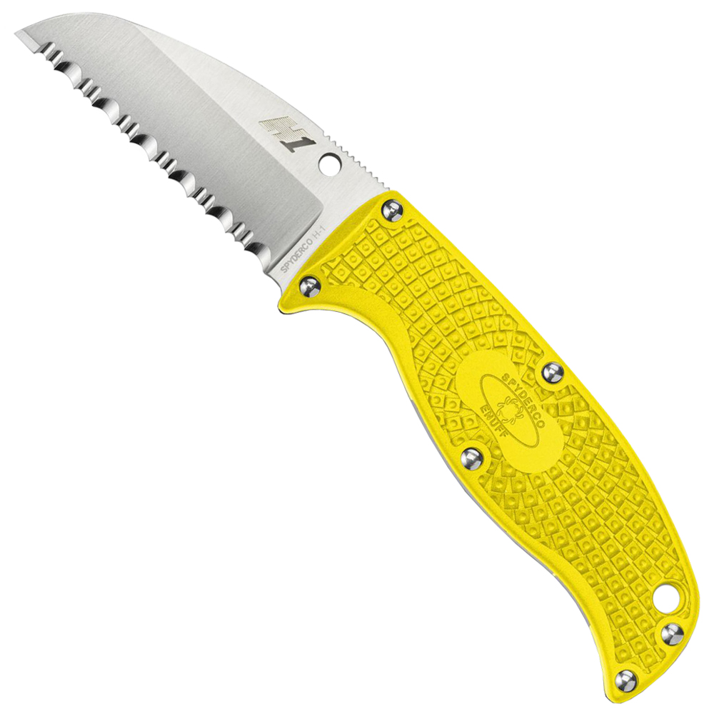Enuff Salt Sheepsfoot Style Serrated Blade Fixed Knife - Yellow ...