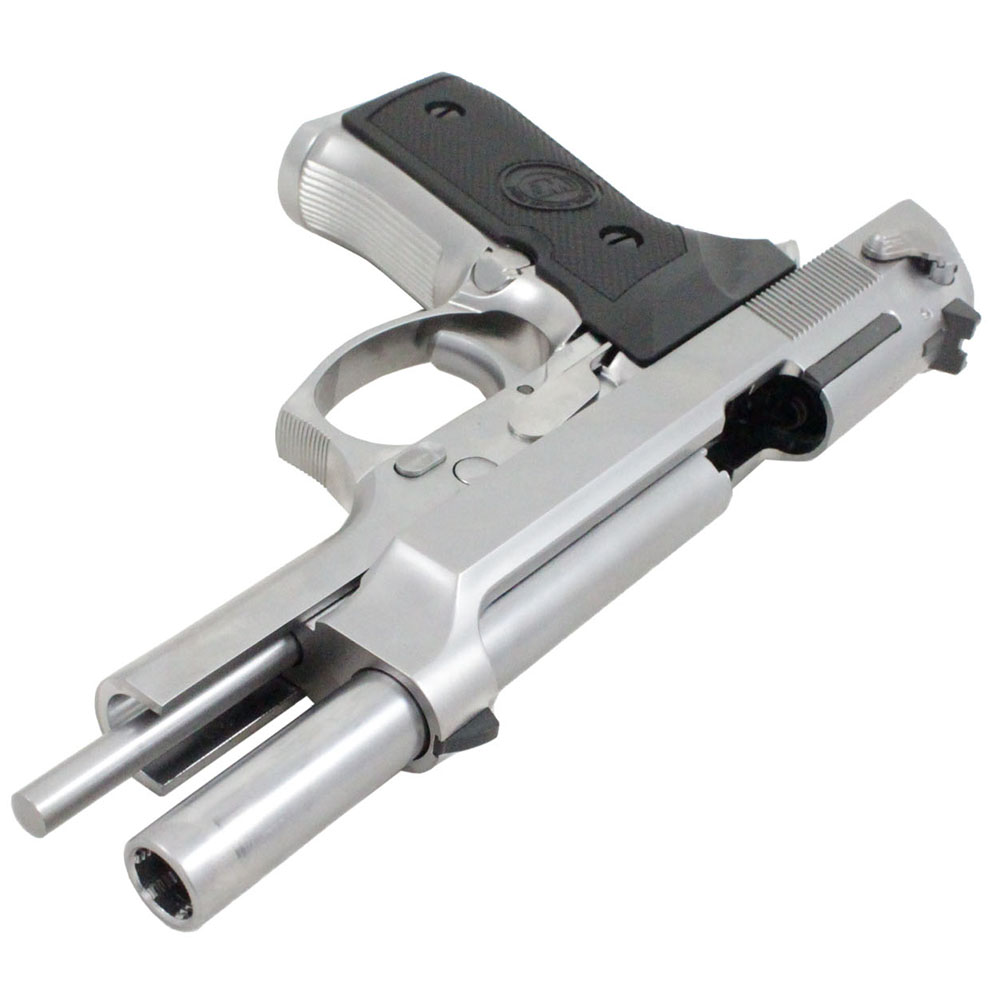 WE Airsoft M9 Chrome Full Auto Green Gas Pistol | Golden Plaza