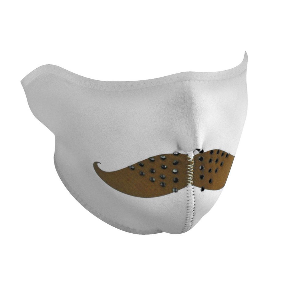 Neoprene White With Mustache 12 Face Mask