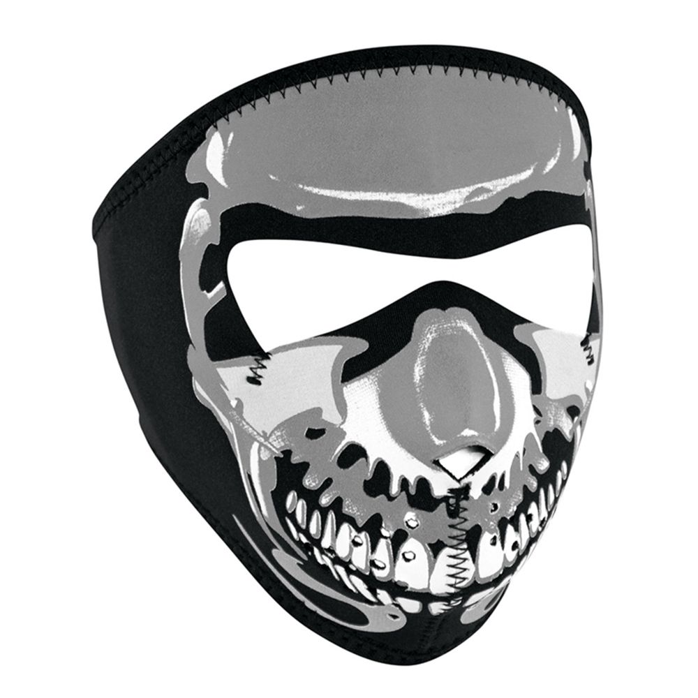 Neoprene Glow in the Dark Chrome Skull Small Face Mask