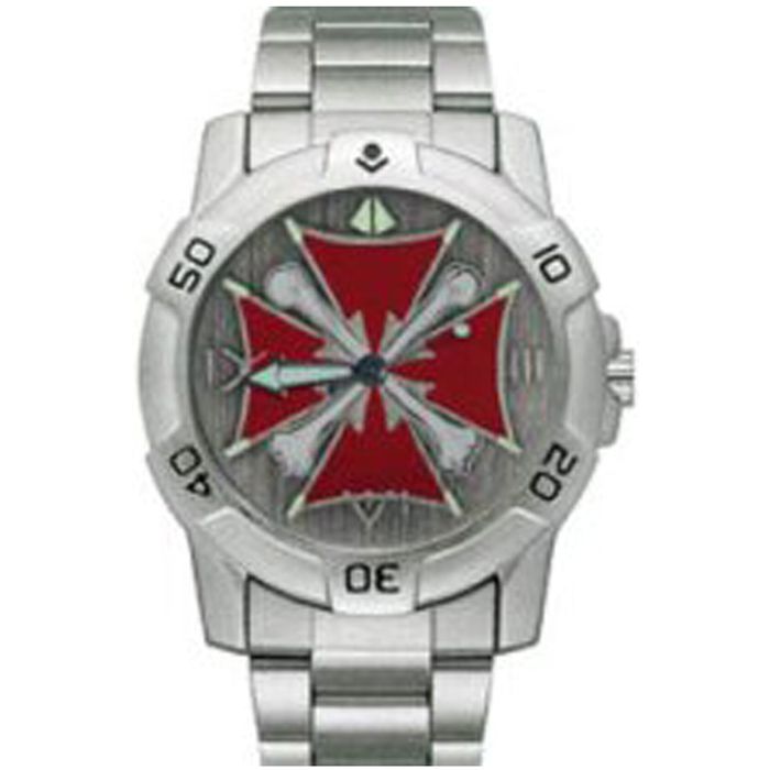 Chrome Biker Watch Iron Cross w- Bones